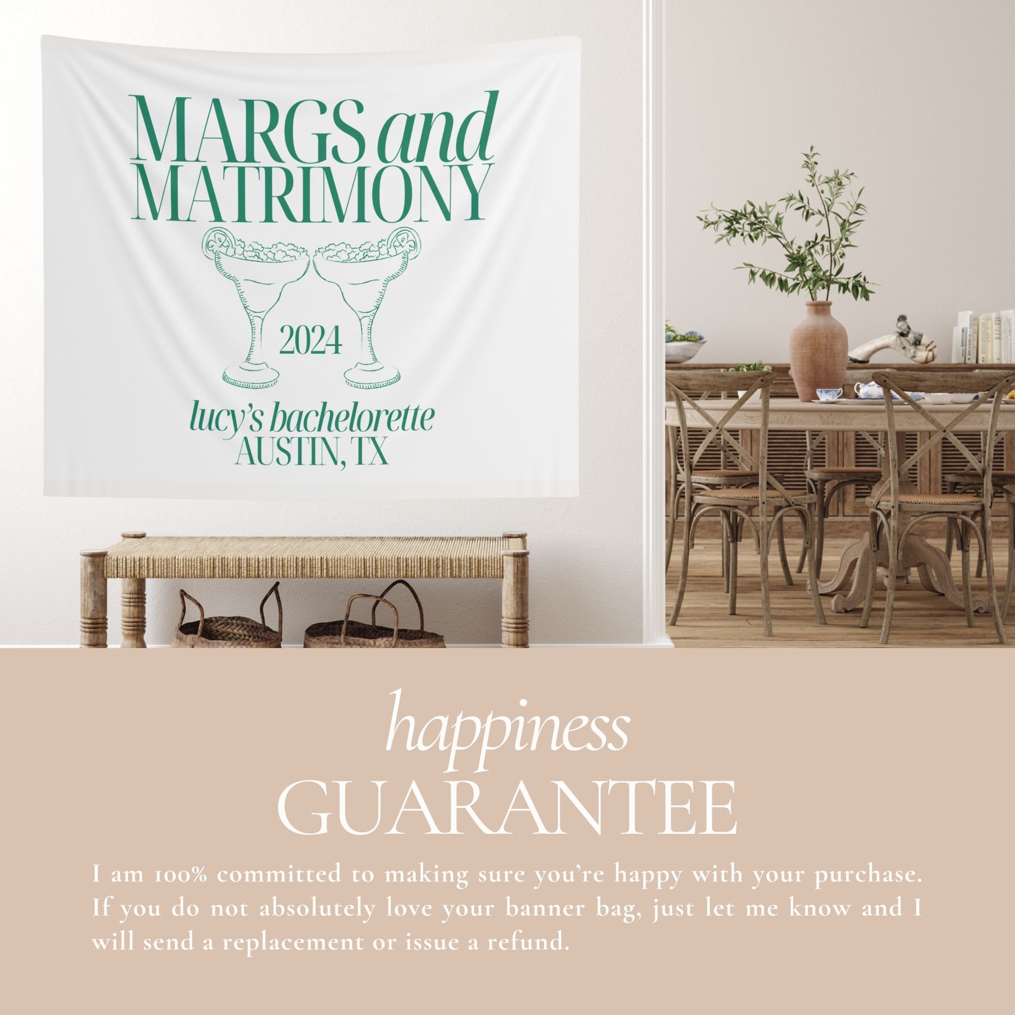 Margs and Matrimony Bachelorette Party Banner Backdrop, Personalized ...