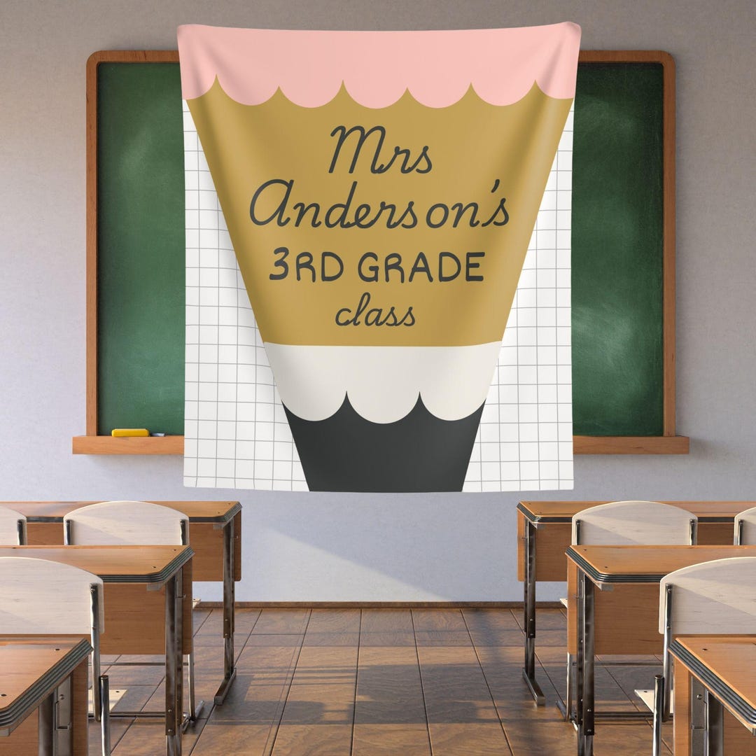 Personalized Classroom Decor, Custom Teacher Name Tapestry, Sign for ...