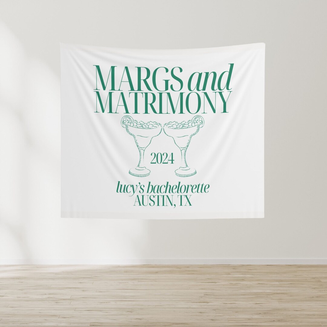 Margs and Matrimony Bachelorette Party Banner Backdrop, Personalized ...