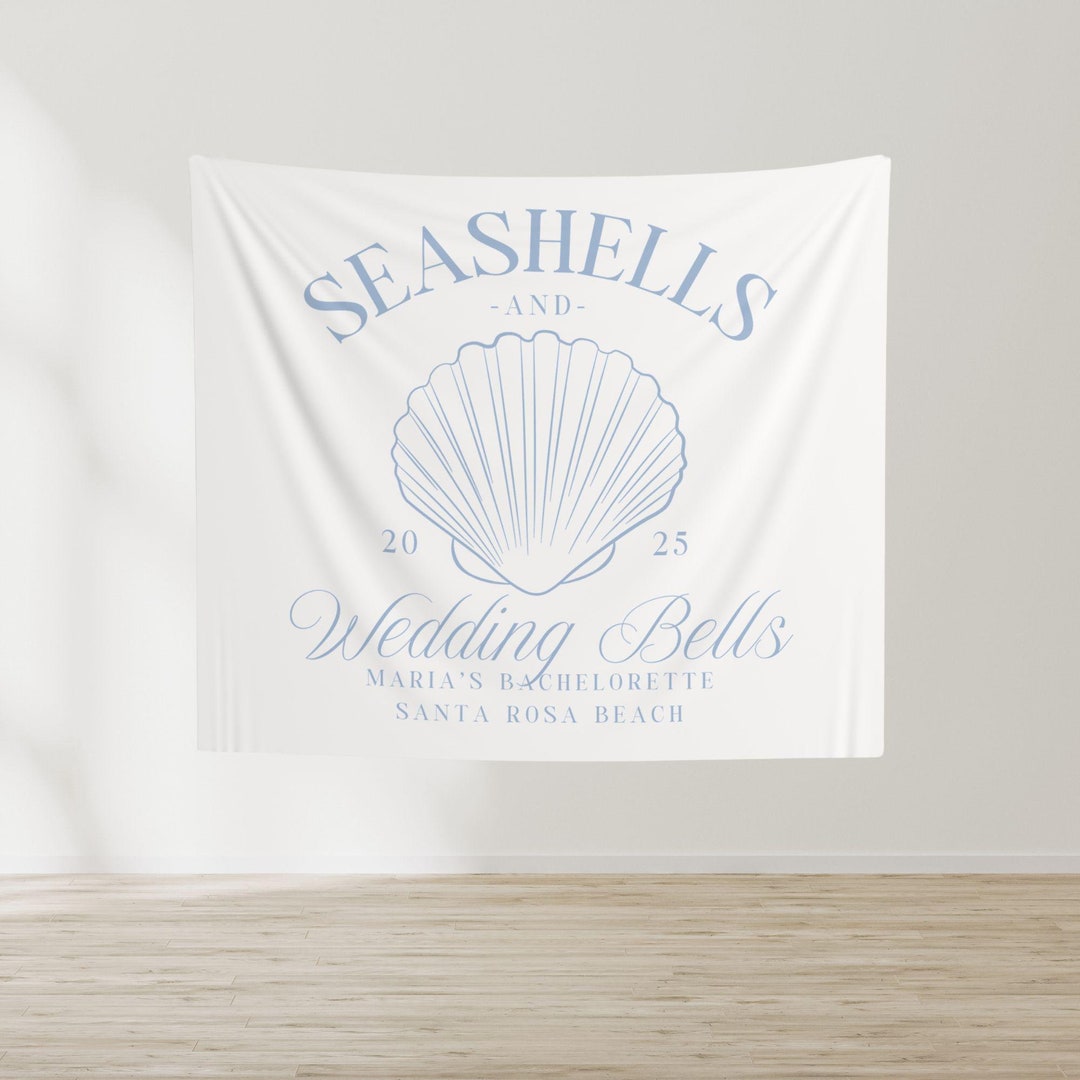 Seashells and Wedding Bells Bachelorette Party Banner, Personalized ...