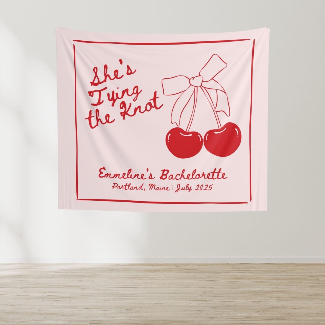 Cherry Bachelorette Party Banner, Personalized Preppy Coquette Bach ...