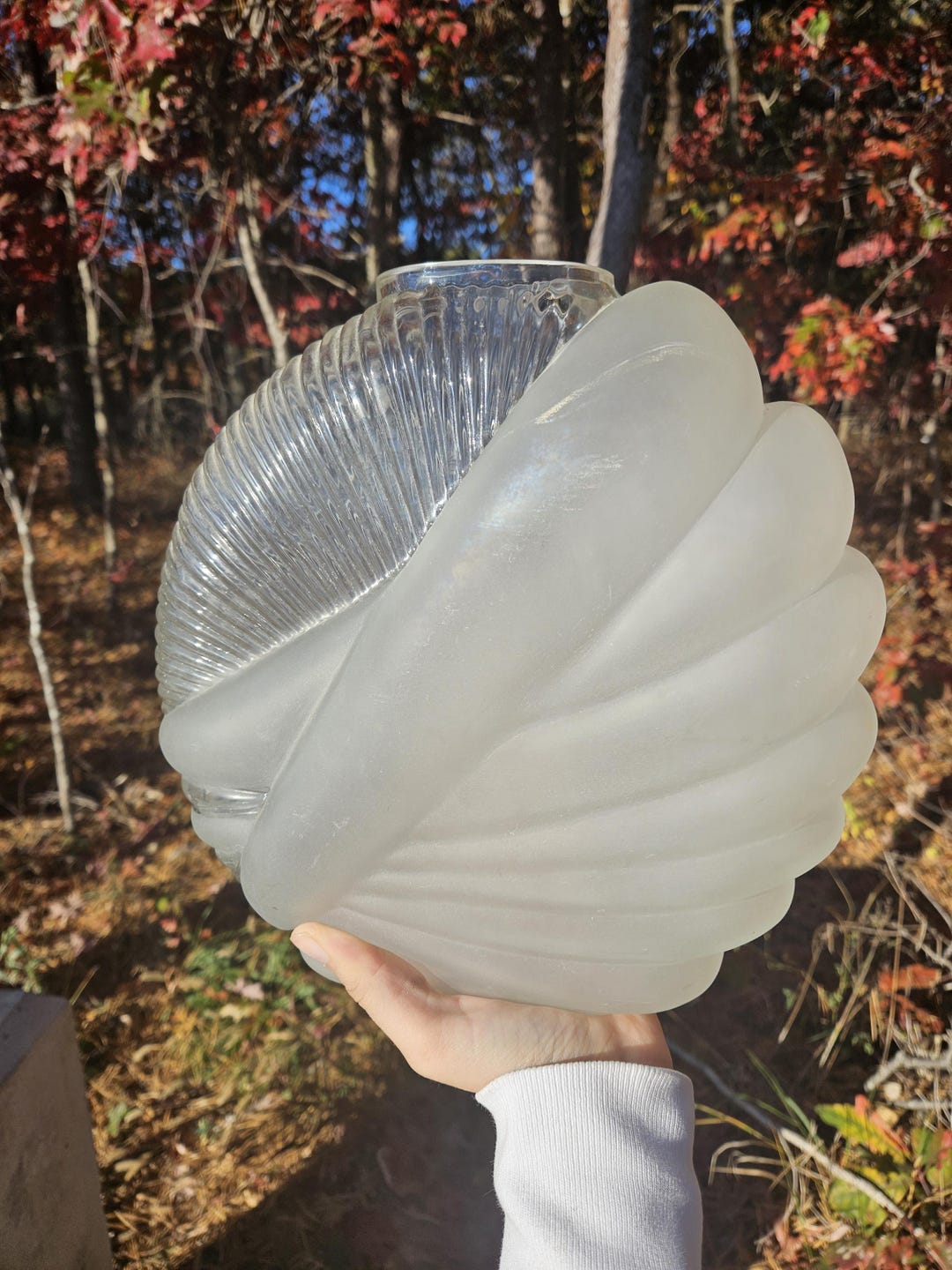 Vintage 80s Art Deco Style Art Glass Balos Vase Mouth Blown Frosted ...