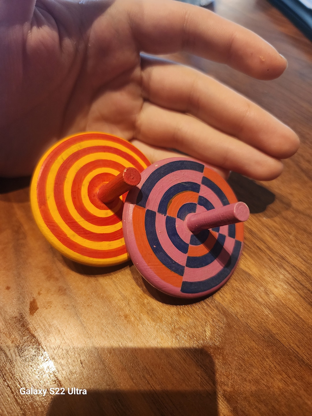 Two Vintage Spinning Tops Hand Painted - Etsy