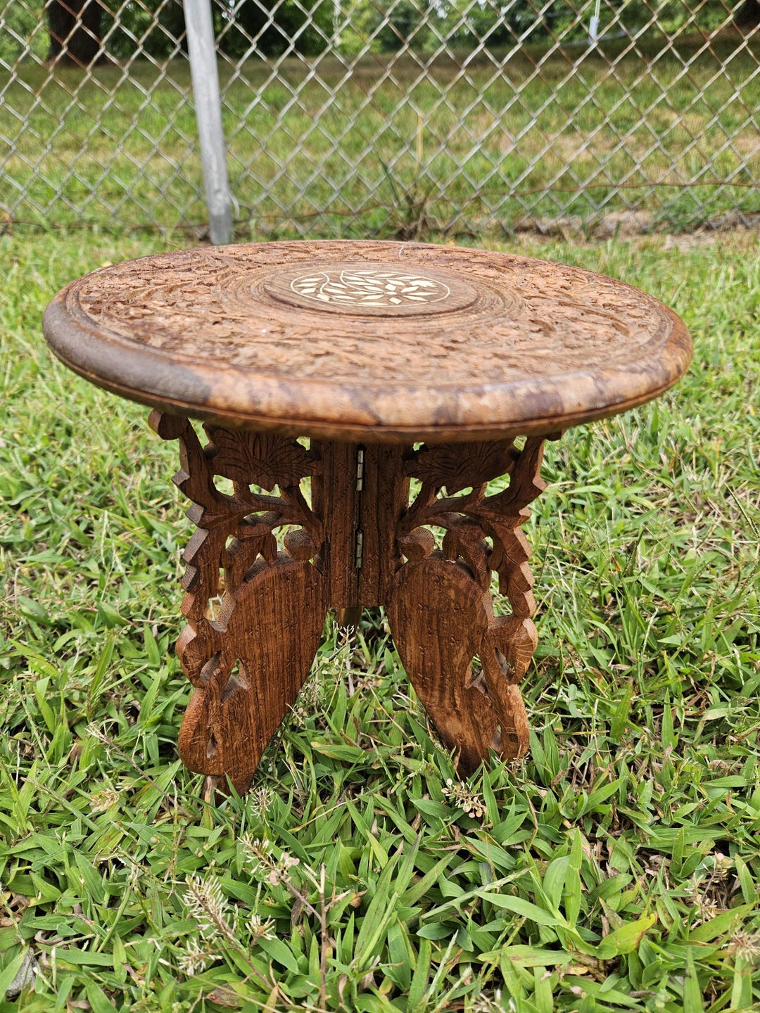 Hand Carved Wooden Folding Display Stand: Vintage Plant/charger Holder ...