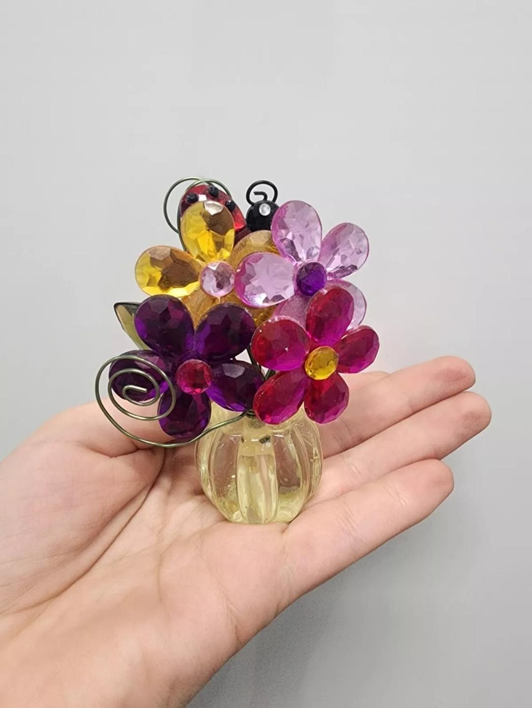 Ganz Crystal Expressions Acrylic Flower W/ladybug Posy Pot Daisies ...