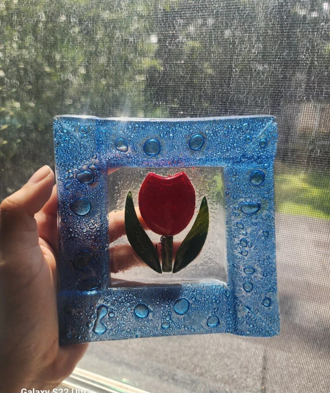 Bright Fused Art Glass Tulip Flower Square Plate Dishes 5.5” X 5.5” - Etsy