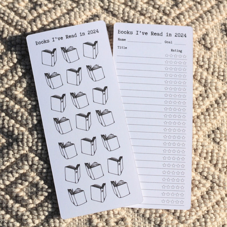 2024 Reading List Bookmark Library Card Reading Log Book Marker Tracker ...