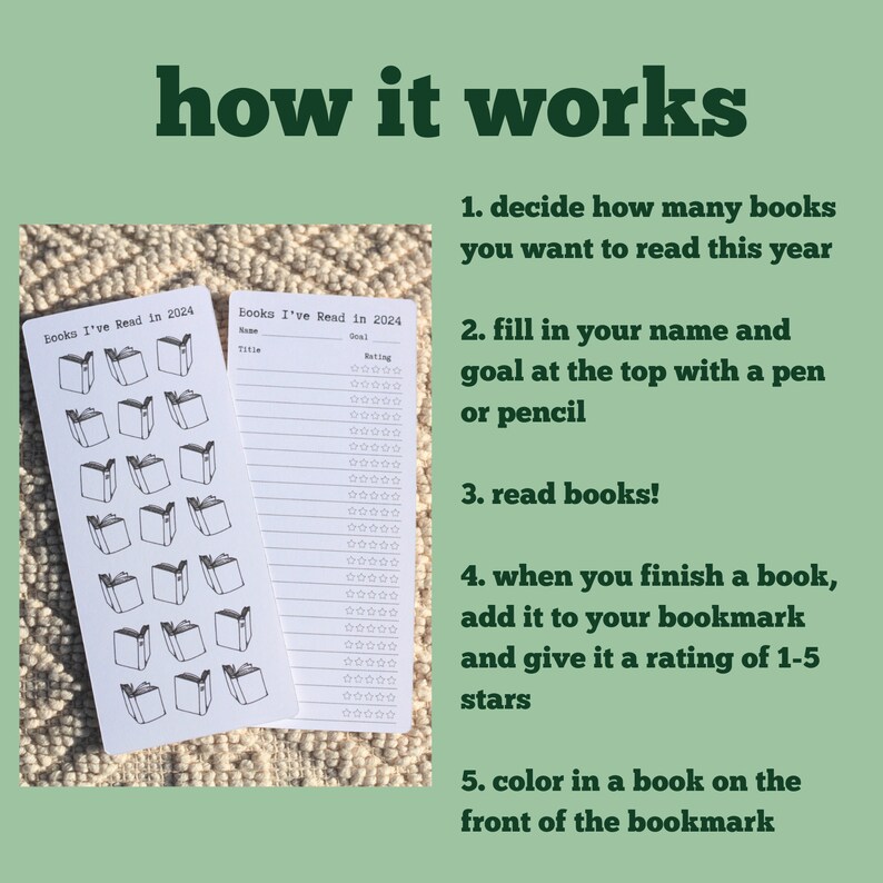 2024 Reading List Bookmark Library Card Reading Log Book Marker Tracker ...