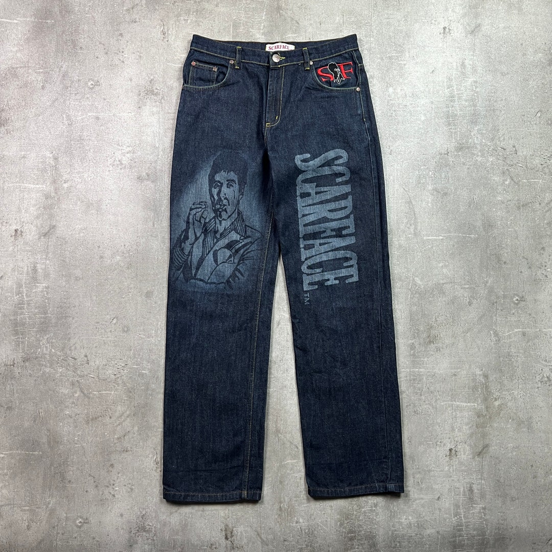 Scarface Jeans Straigh Fit Vintage Jeans Navy 90s W30 - Etsy