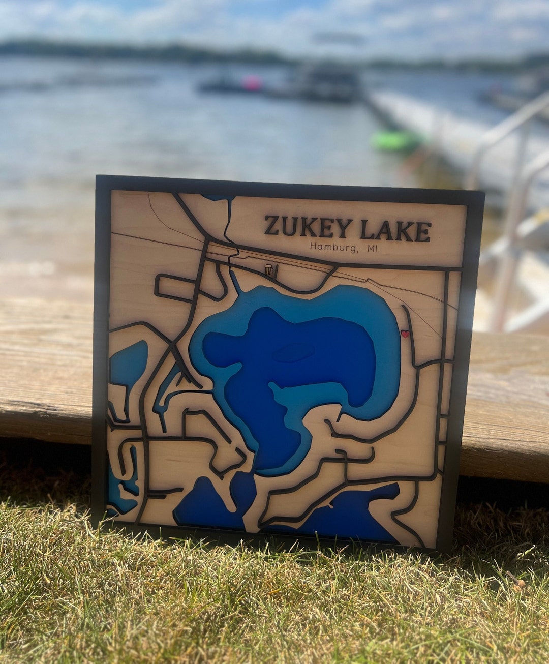 Zukey Lake, Any Personalized Lake Map, 3D Wood Map, Nautical Decor ...