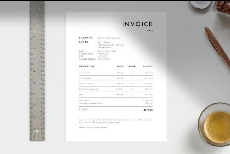 Simple Invoice Template Editable Printable Invoice Business Invoice ...