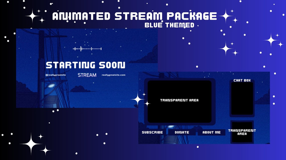 Animated Blue Stream Overlay for Twitch | Stream Package | Overlays ...