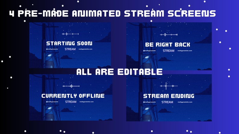 Animated Blue Stream Overlay for Twitch Stream Package - Etsy