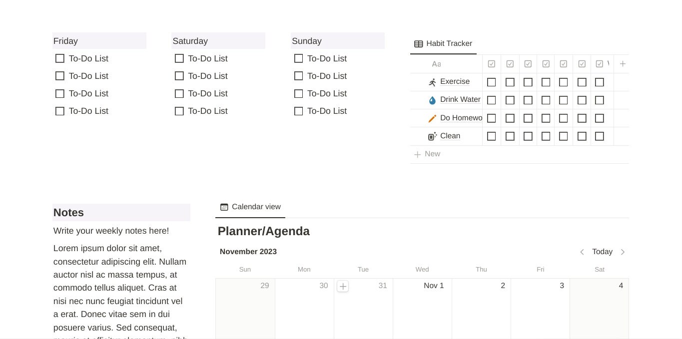 Weekly Notion Planner Template Digital Planner Notion - Etsy