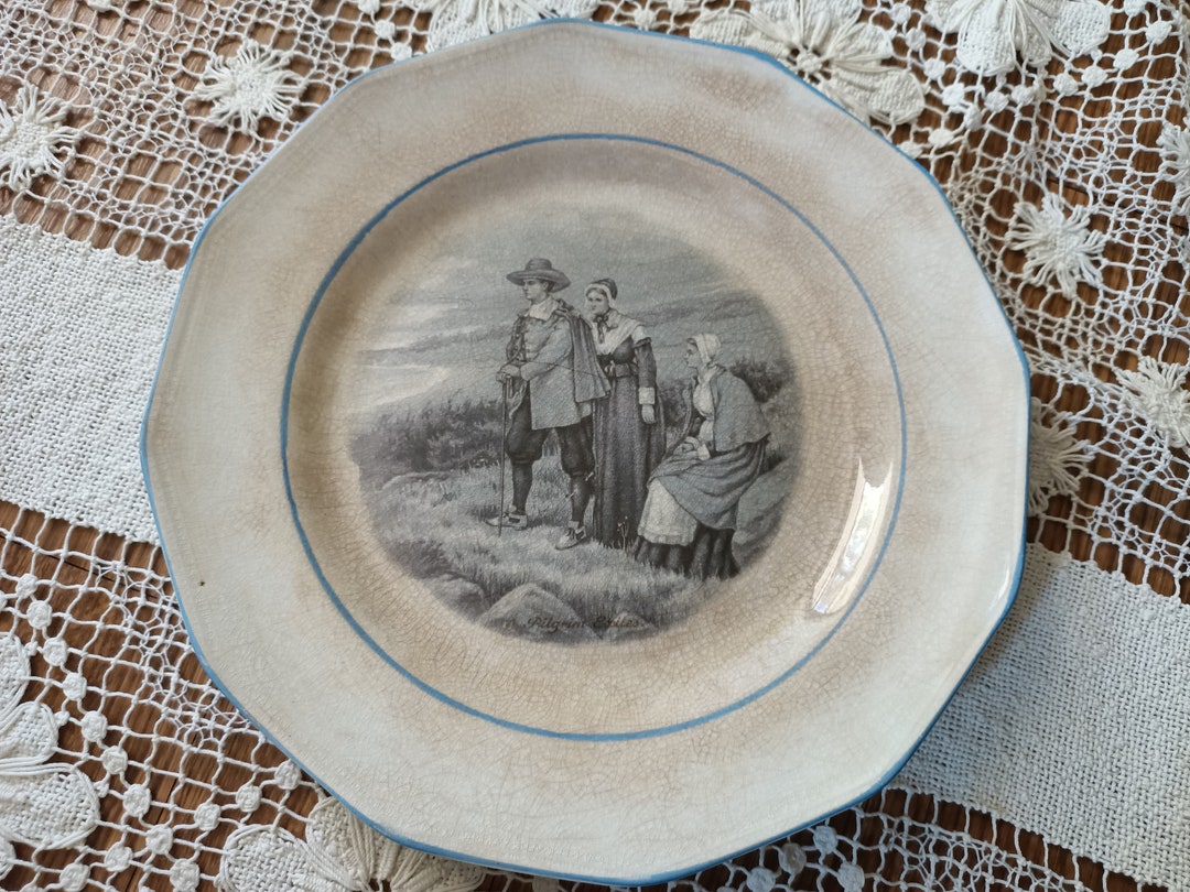 Antique Sterling China Return of the Mayflower "pilgrim Exiles" Small ...