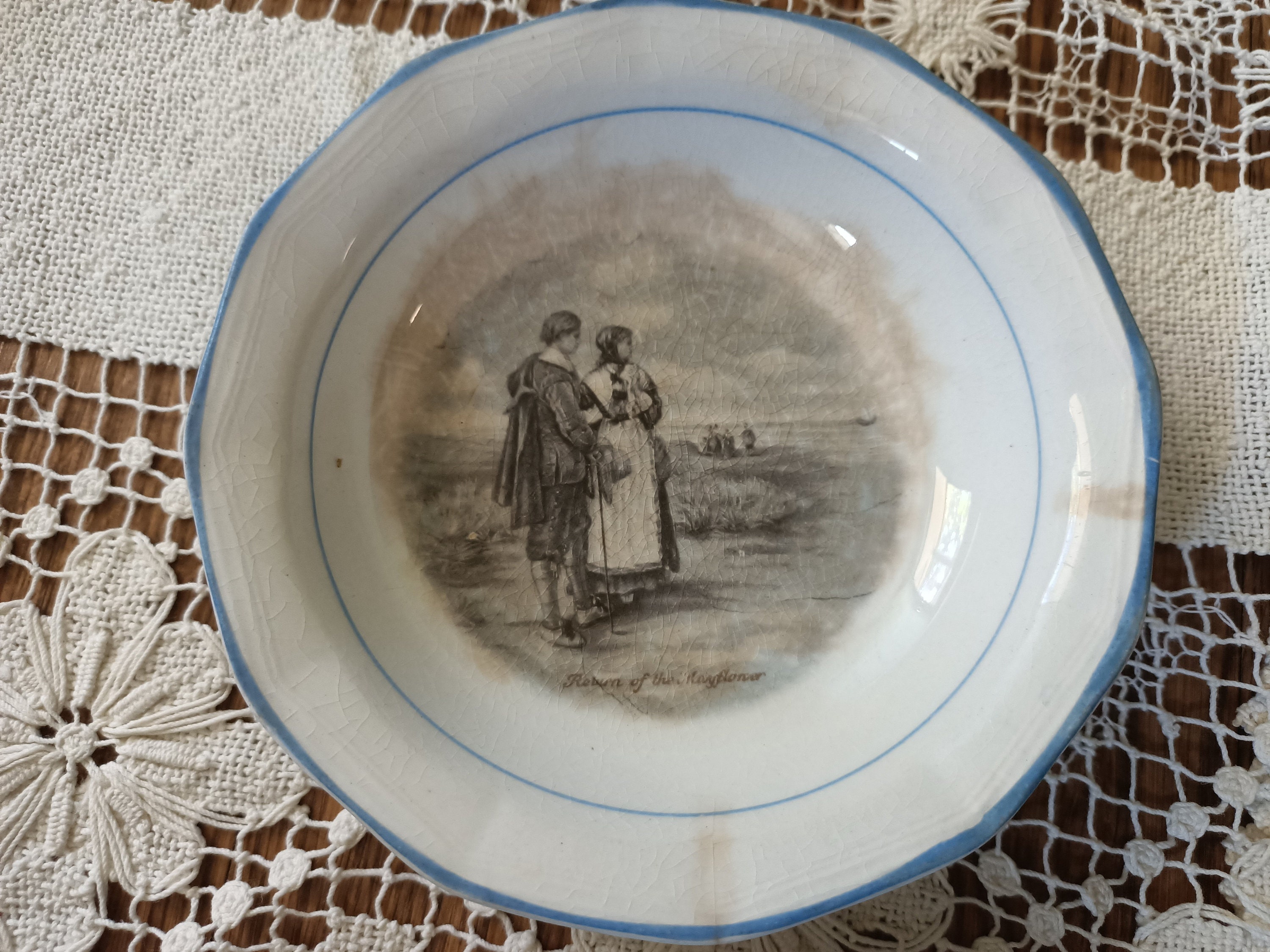 Antique Return of the Mayflower Set of 5 Small Plates by Sterling China ...