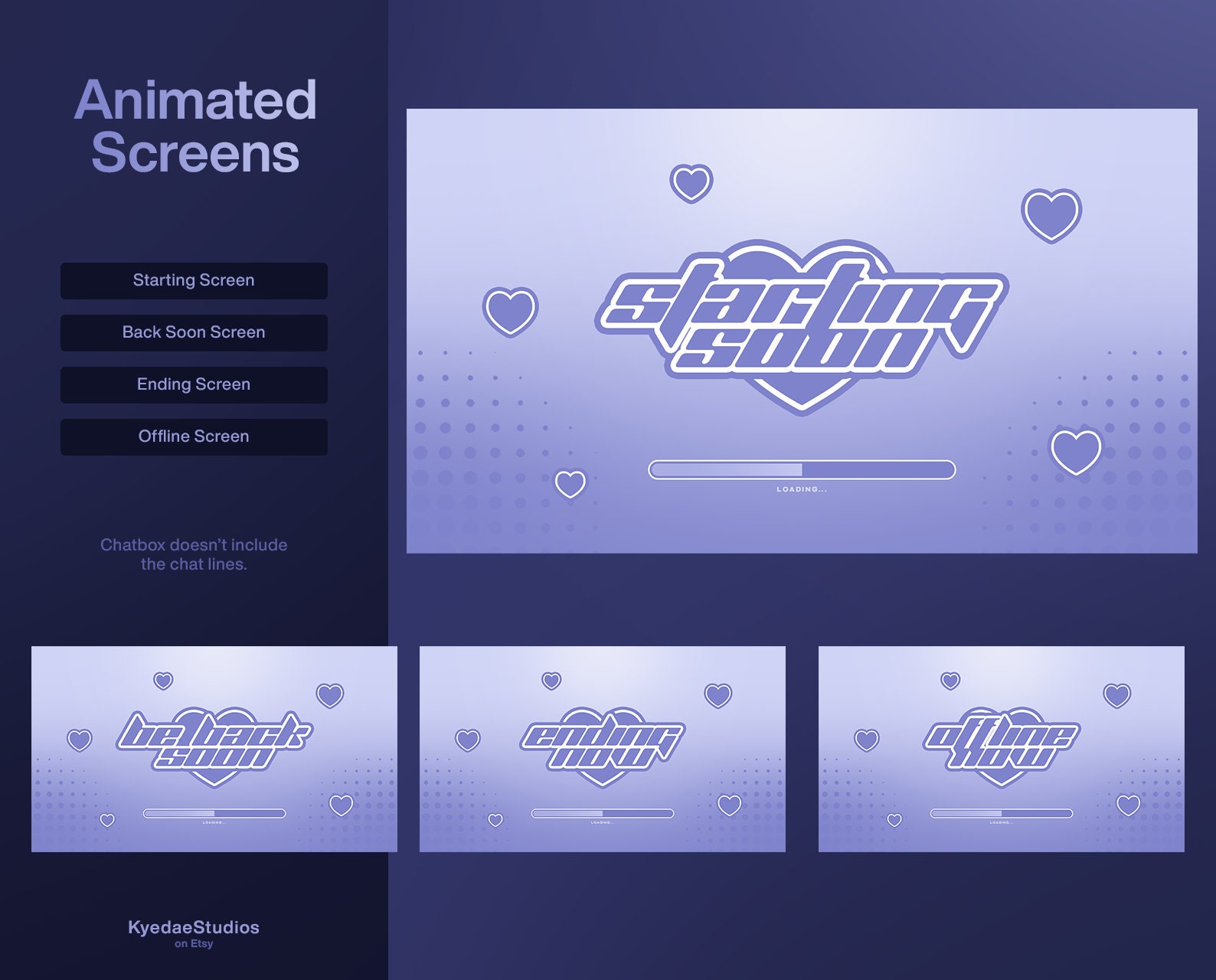 Animated Purple Stream Overlay Package Cute Panels Twitch Overlay ...