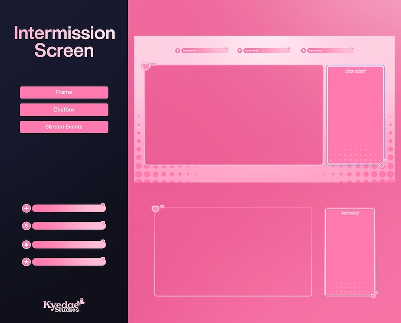 Animated Pink Stream Overlay Package Cute Panels Twitch Overlay ...