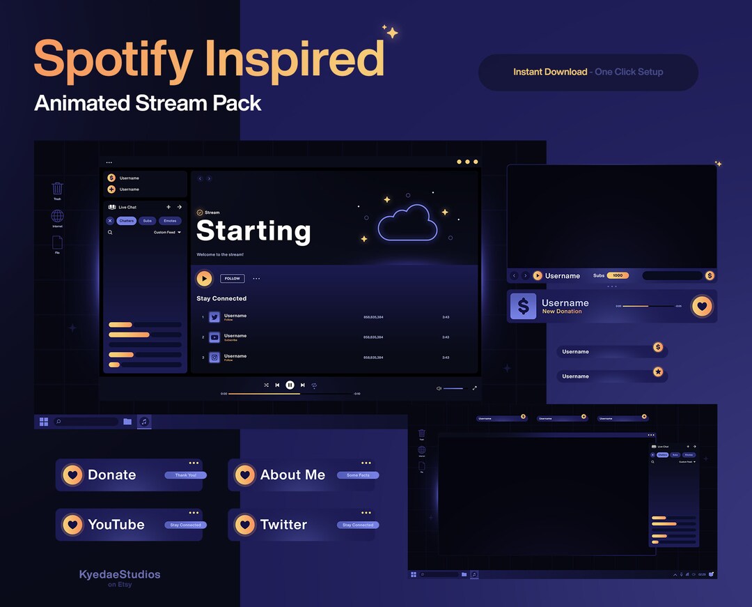 Music Player UI | Animated Stream Package | Overlays, Alerts, Screens ...