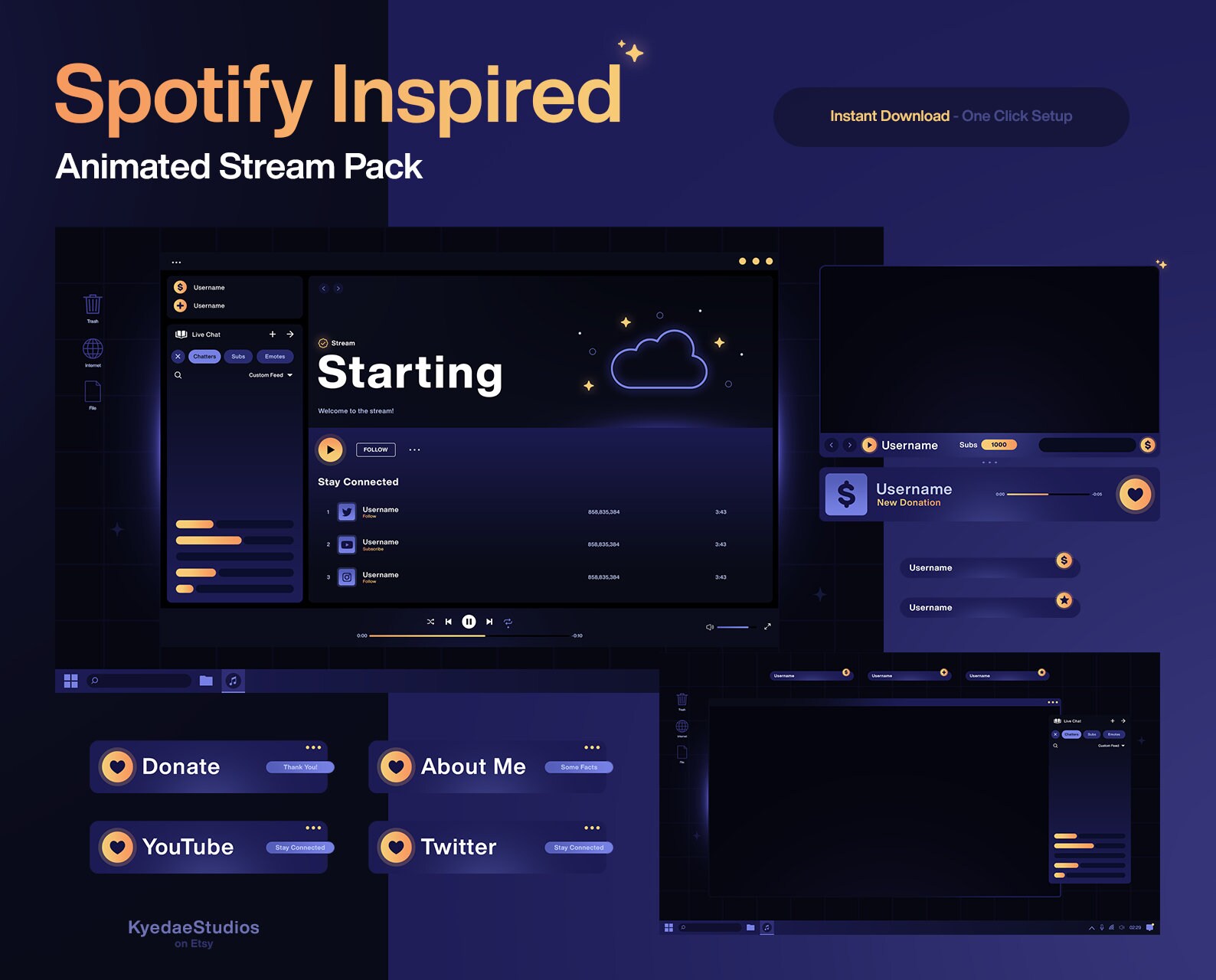 Music Player UI | Animated Stream Package | Overlays, Alerts, Screens ...