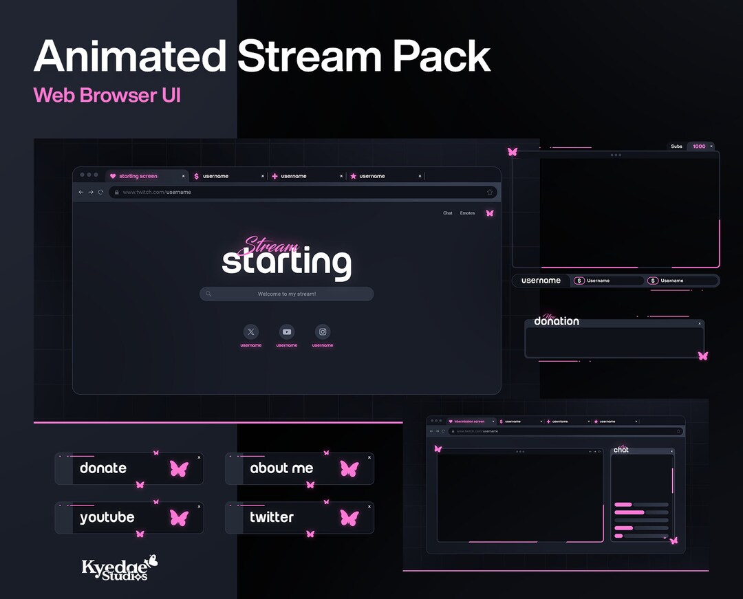 Animierte Pink Stream Overlay Paket Cute Panels Twitch Overlay - Etsy.de