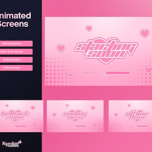 Animated Pink Stream Overlay Package Cute Panels Twitch Overlay ...