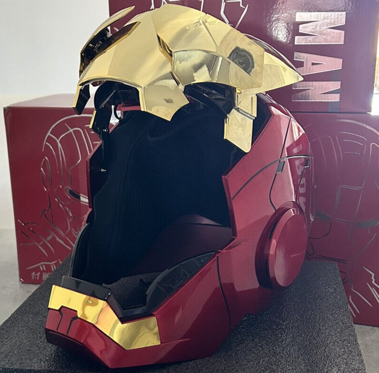 Gold Iron Man MK5 Helmet Led Eyes Electronic Voice Open & - Etsy