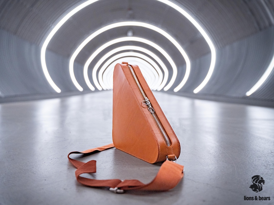Leather Sling Bag, Triangle Hard-shaped Form, Men/unisex, Retro ...