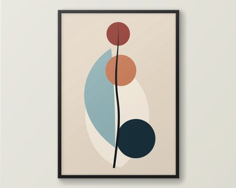 Mid Century Minimalist Art Print, Printable Wall Art, Digital Download ...