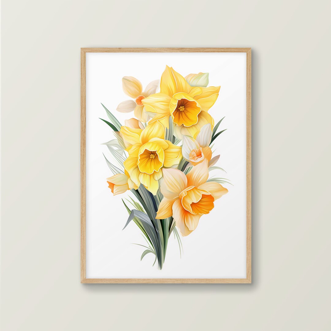 Botanical Wall Art, Daffodil Art Print, Printable Wall Art, Flower ...