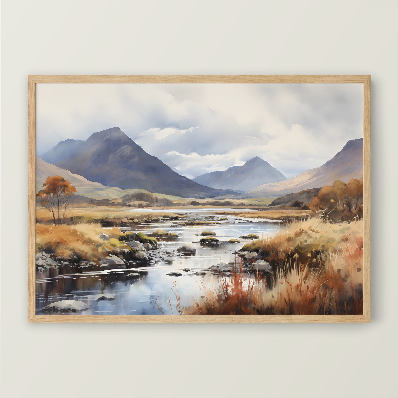 Watercolour Landscape Art Print, Scottish Highlands Watercolour ...