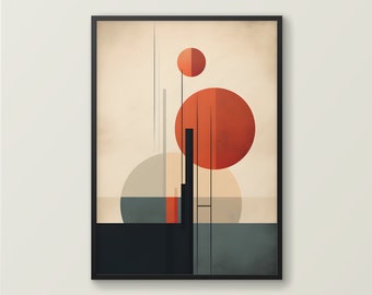 Mid Century Minimalist Art Print, Printable Wall Art, Digital Download ...