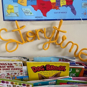 Storytime Kitted Wire Sign, Reading Sign for Kids Room, Reading Corner ...