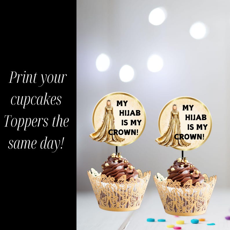 Hijab Party Cupcake Topper, Printable Hijab Party Decor, Cupcake Topper ...