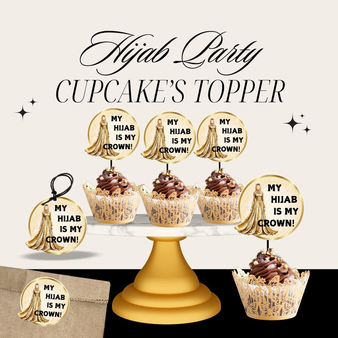 Hijab Party Cupcake Topper, Printable Hijab Party Decor, Cupcake Topper ...