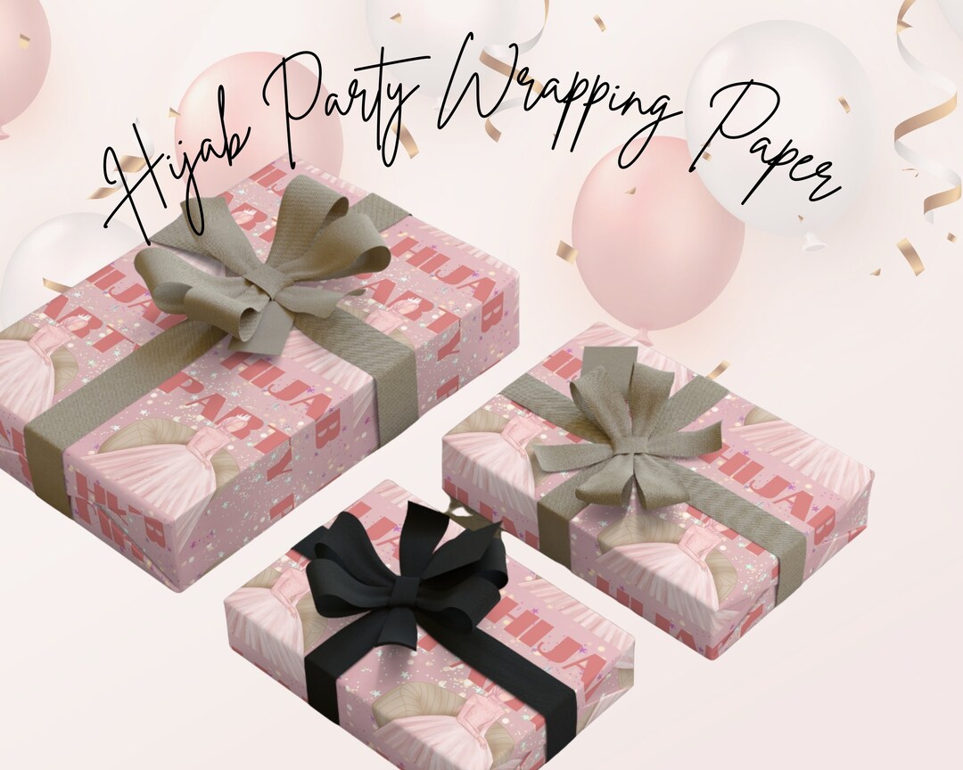 Hijab Party Gift Wrapping Paper Rolls, Muslim Girl Party, Hijab Art ...
