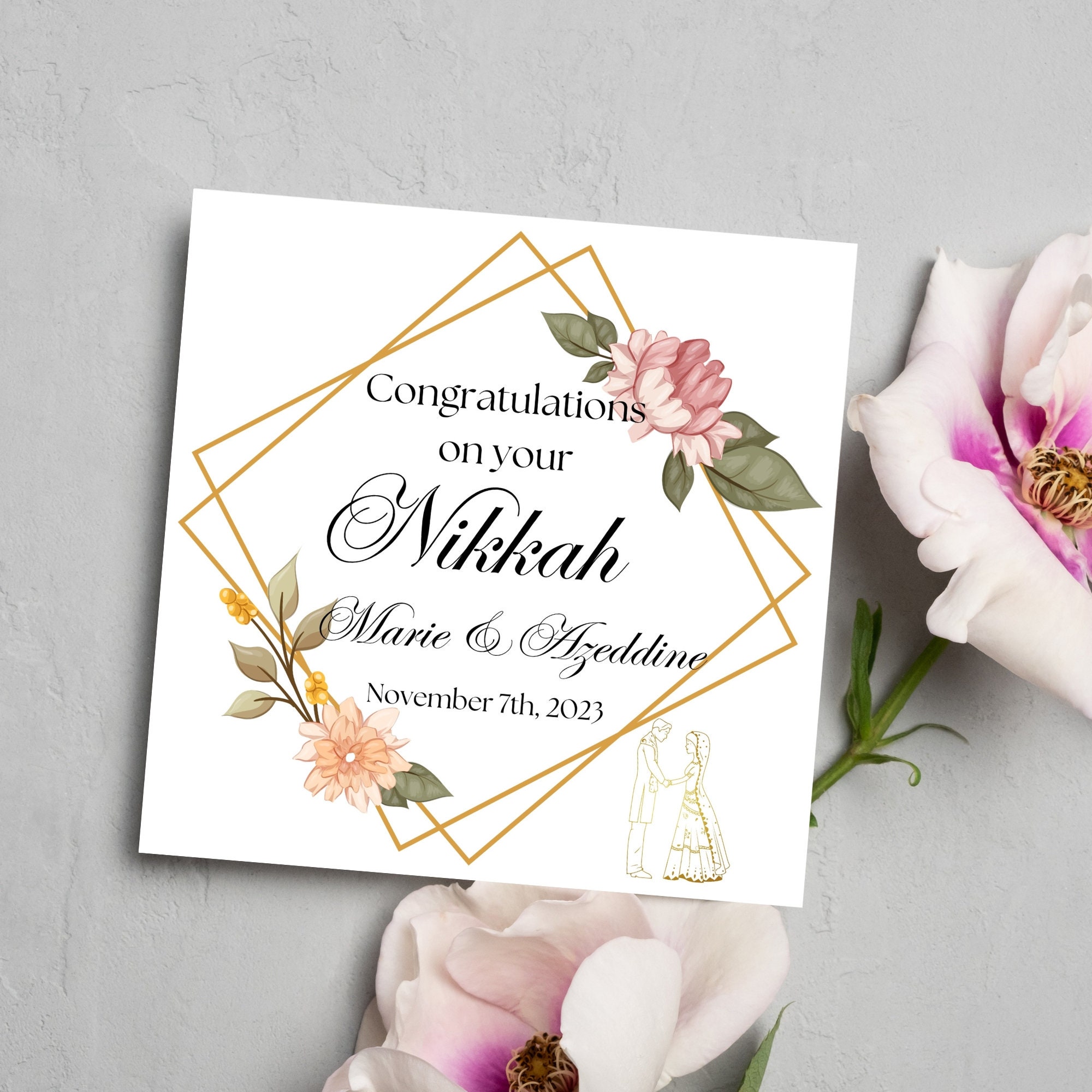 Personalised Square Nikkah Card Islamic Wedding Card Islamic - Etsy