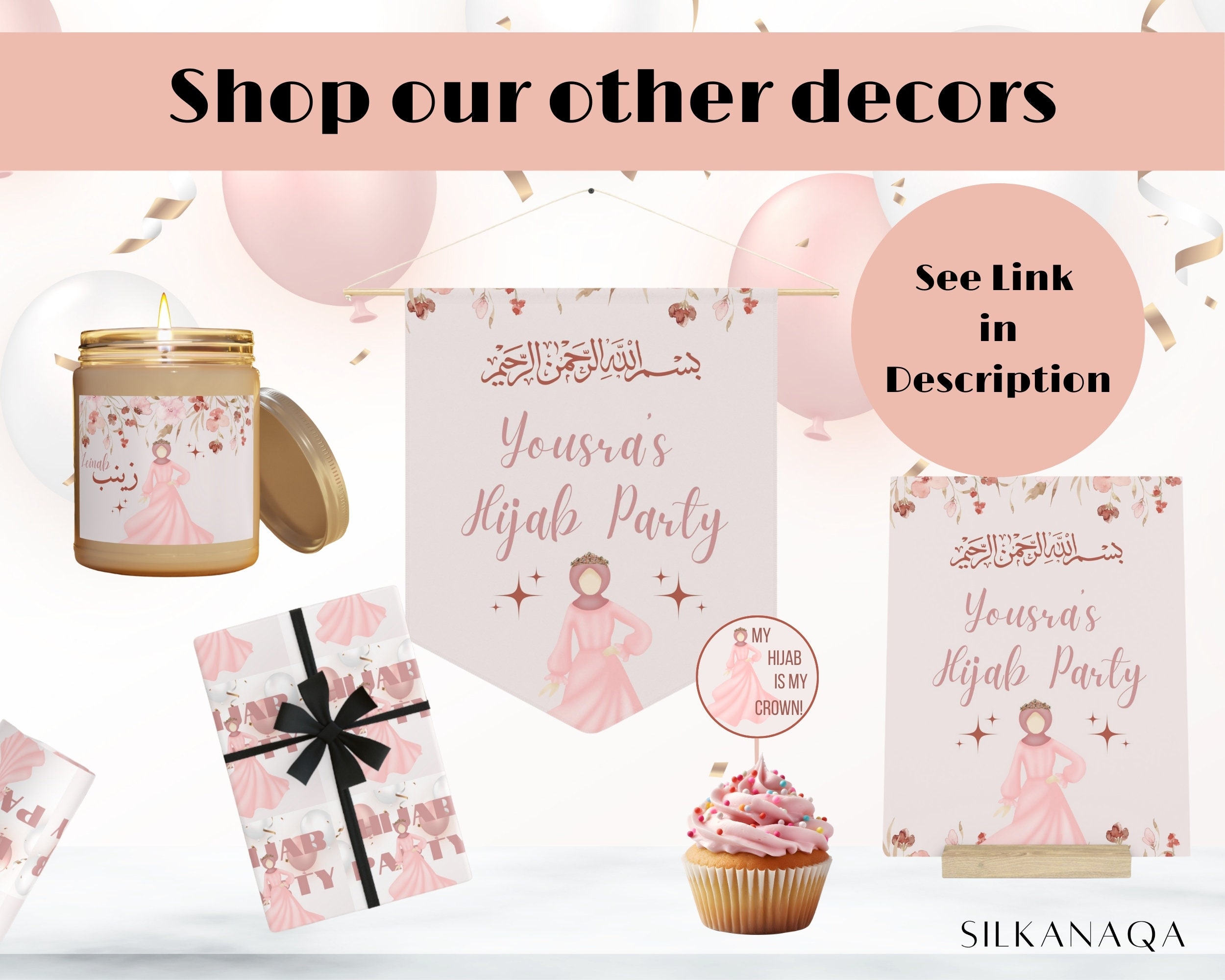 Hijab Party Cupcake Topper, Printable Hijab Party Decor, Cupcake Topper ...