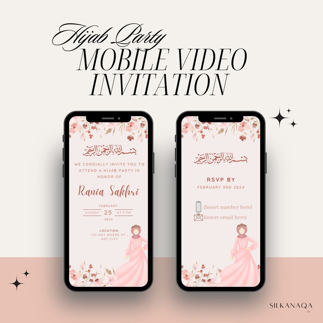 Editable Hijab Party Mobile Video, Hijab Party Decor, Animated Video ...