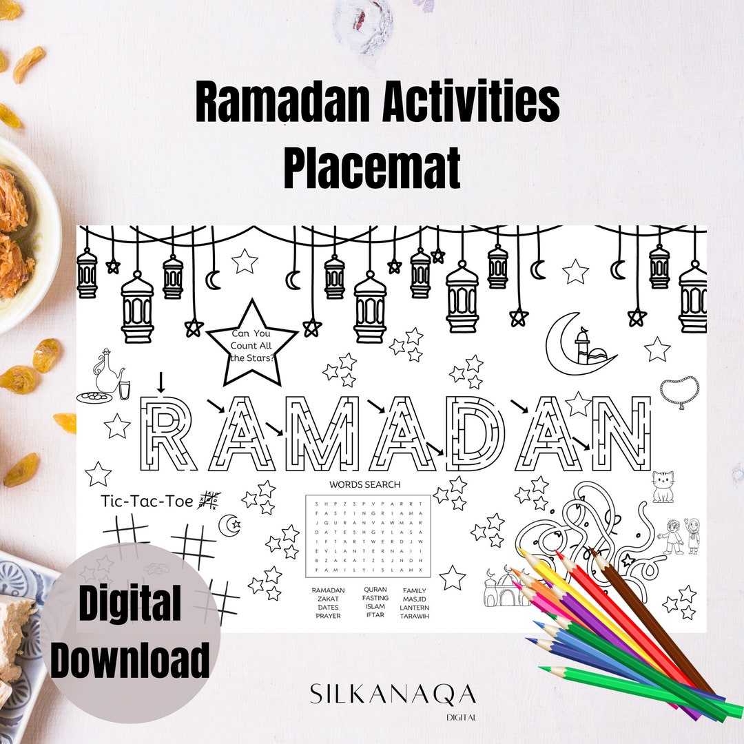 Printable Ramadan Placemat: Kids' Activity, Iftar Decor, Ramadan ...