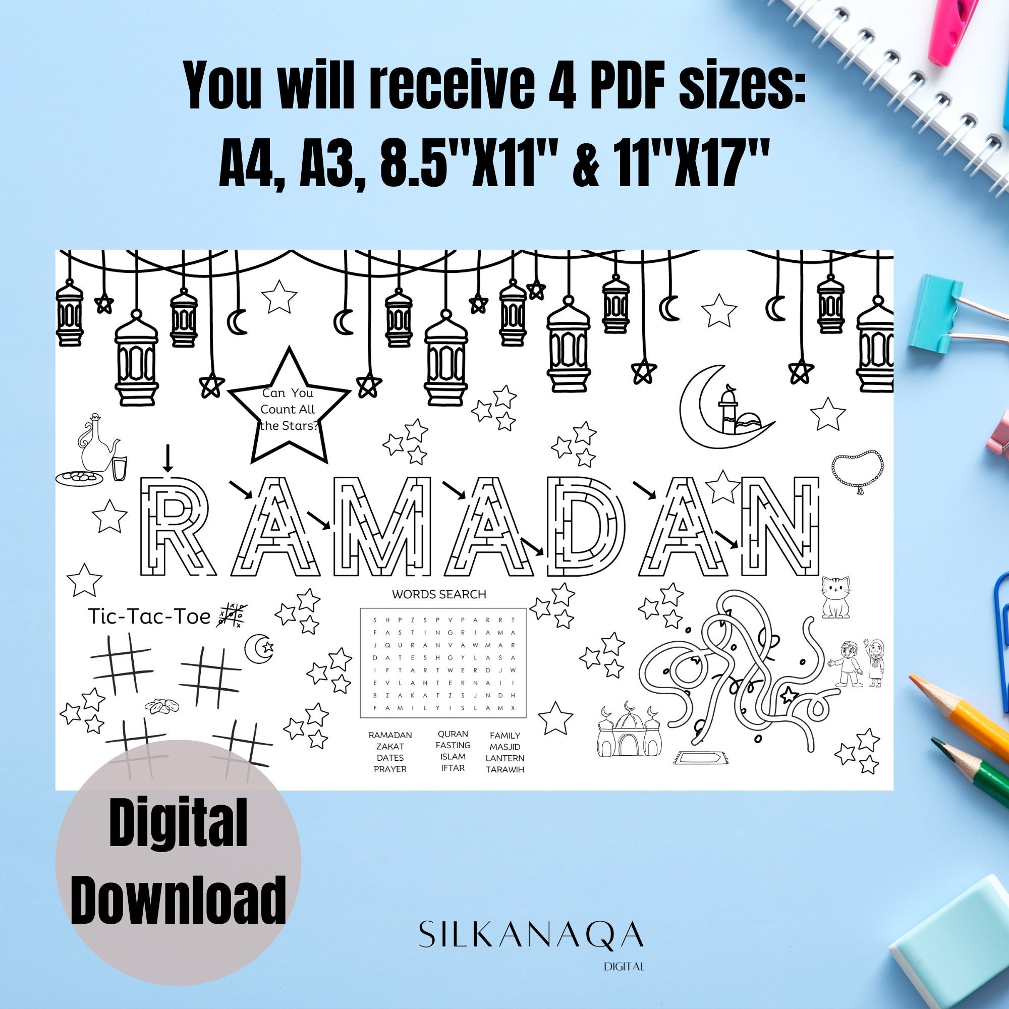 Printable Ramadan Placemat: Kids' Activity Iftar Decor - Etsy