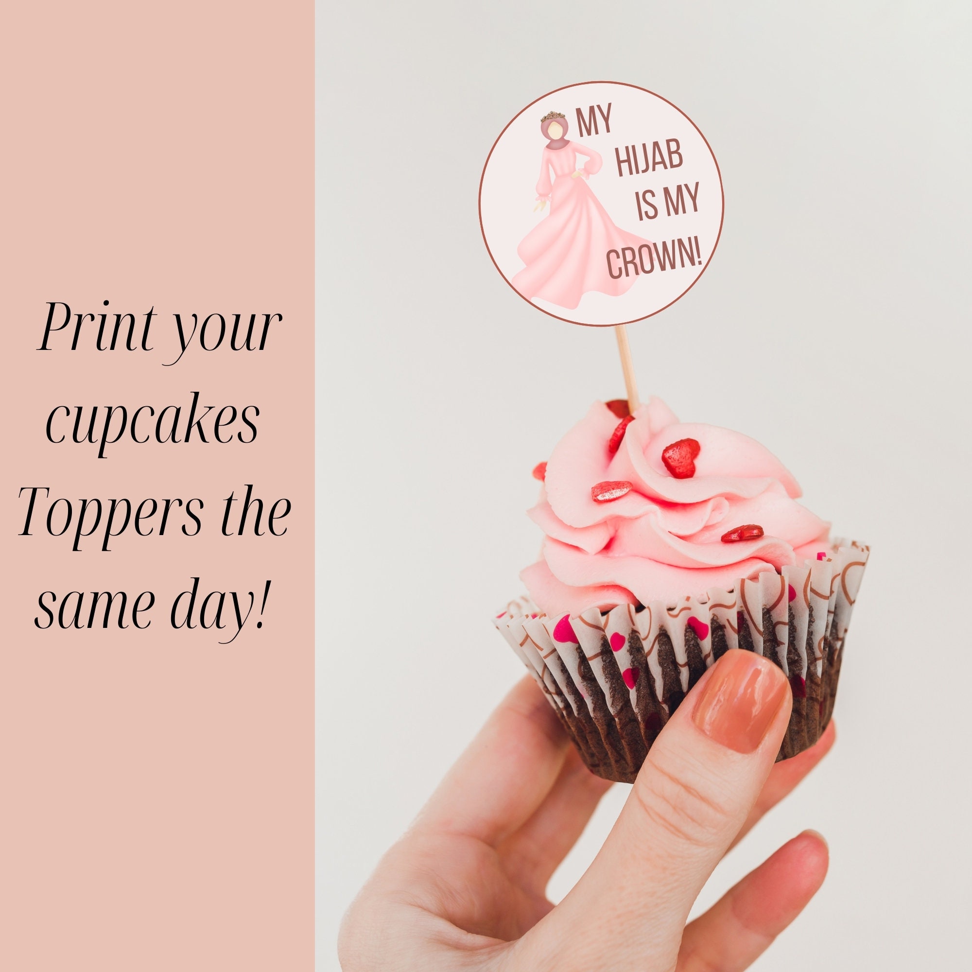 Hijab Party Cupcake Topper, Printable Hijab Party Decor, Cupcake Topper ...