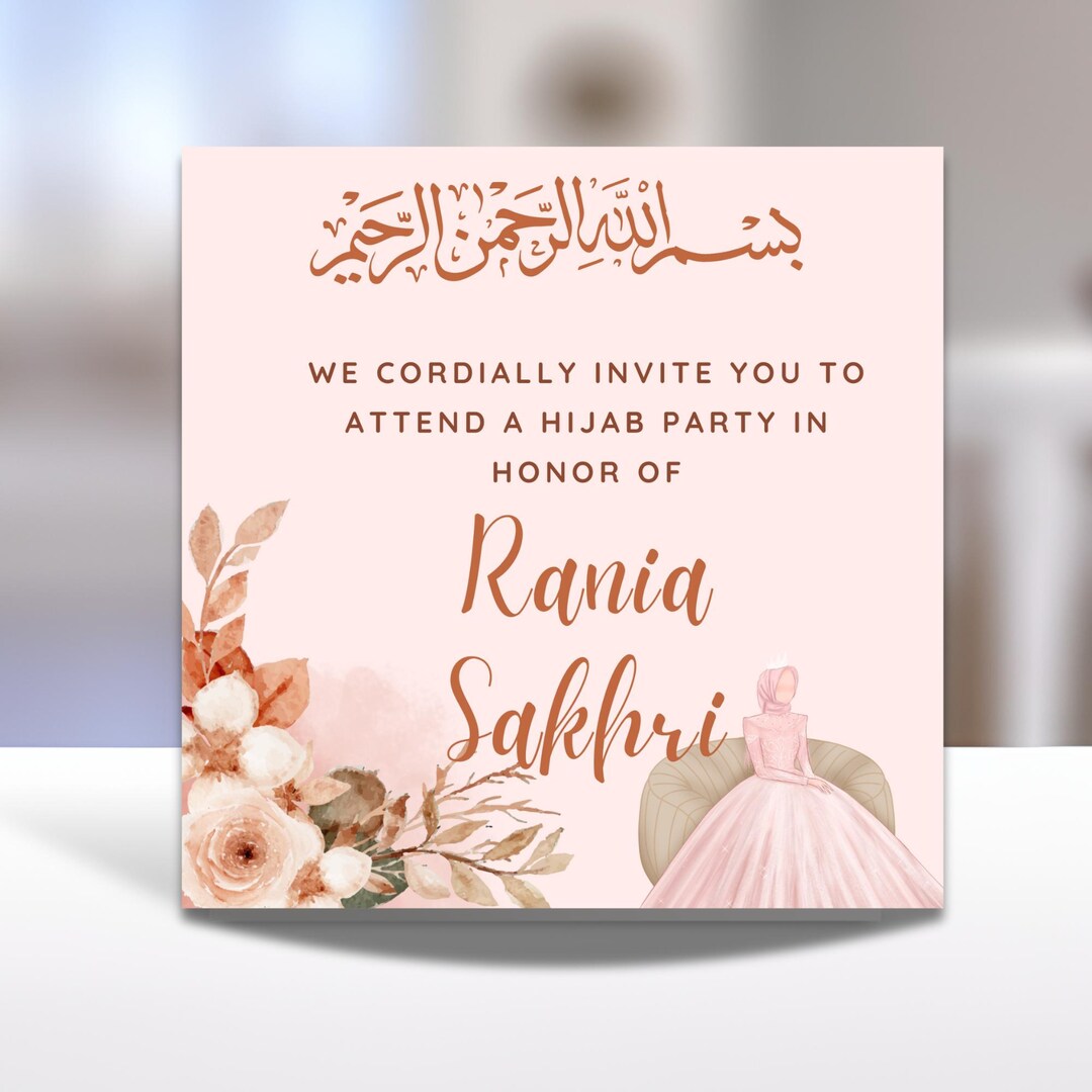Hijab Party Personalised Invitation, Hijab Party Decor, Hijab Party ...