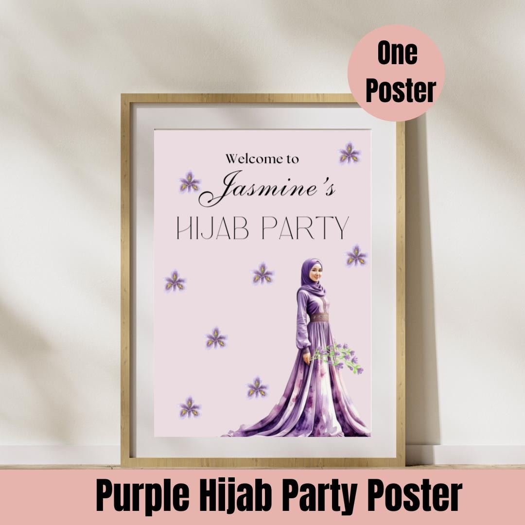 Hijab Party Personalised Print: Muslim Girl Party, Hijab Art, Hijab ...