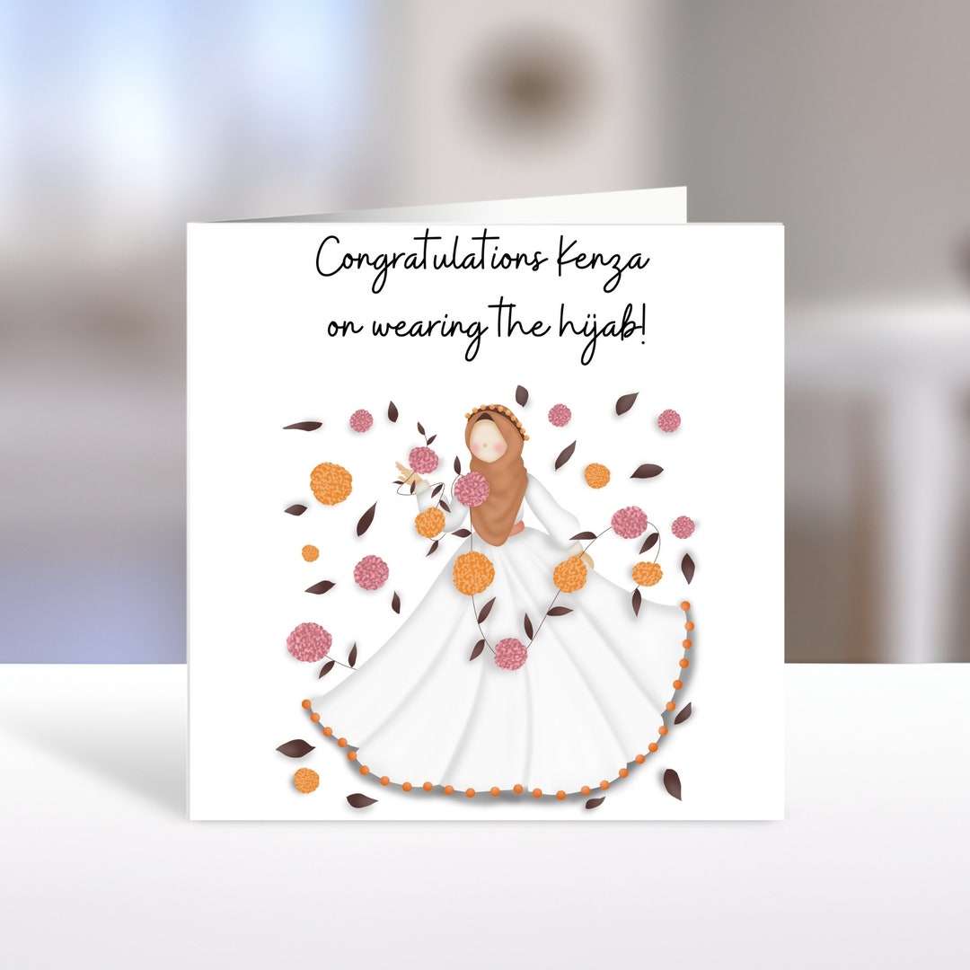 Personalised Hijab Party Greeting Card, First Time Hijabi, Hijab ...