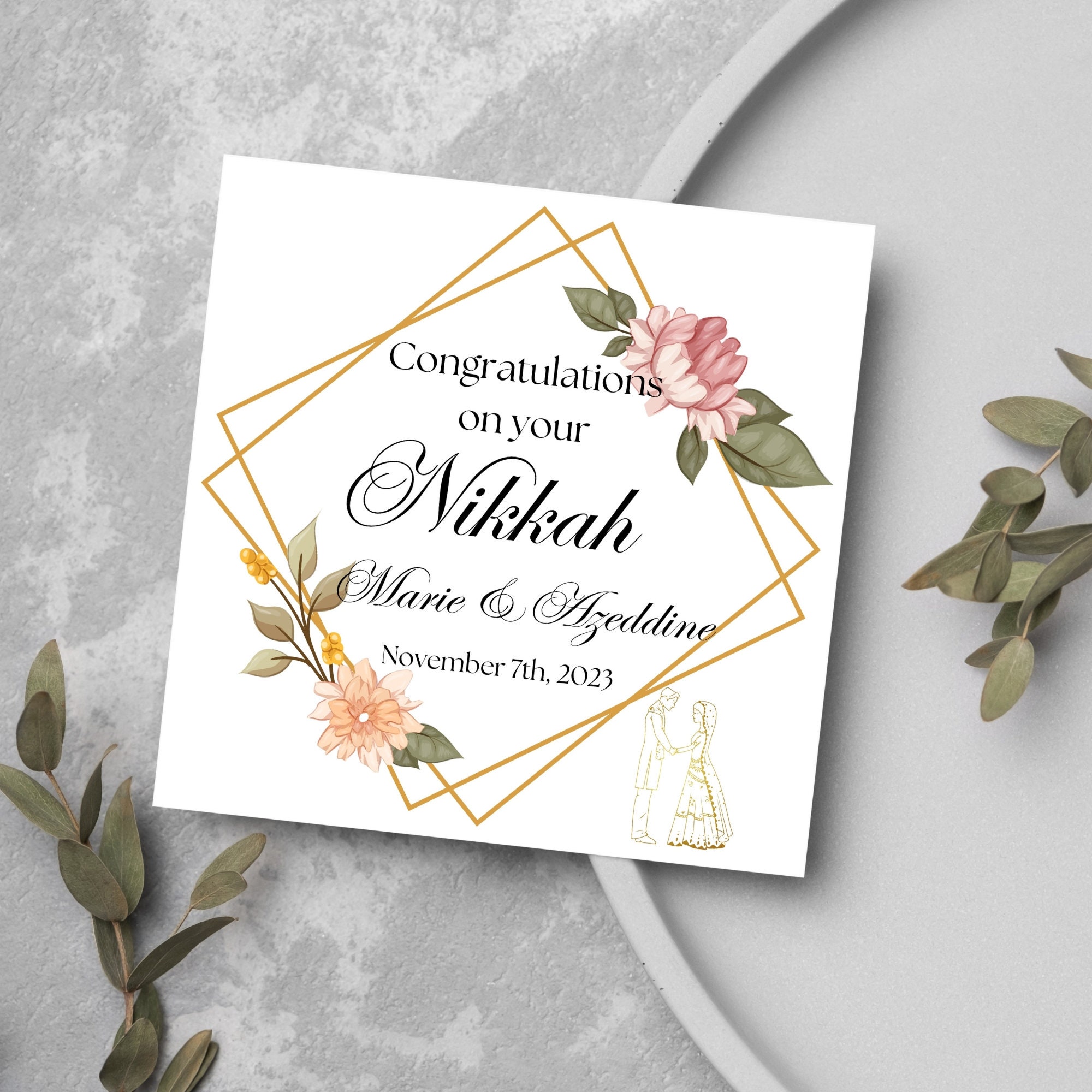 Personalised Square Nikkah Card Islamic Wedding Card Islamic - Etsy