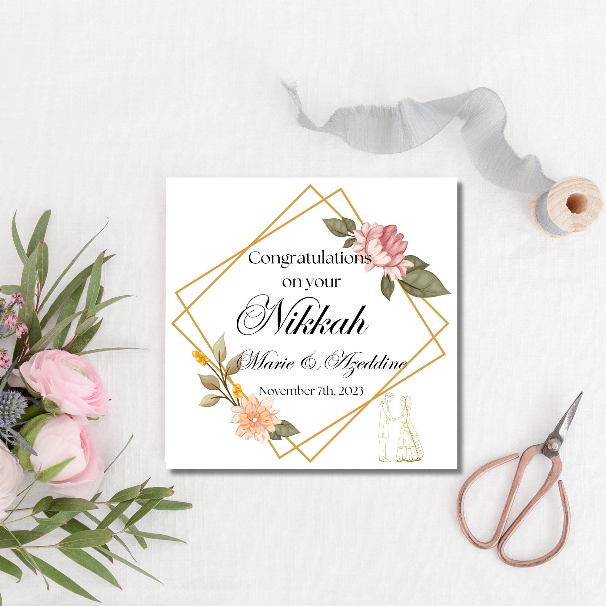 Personalised Square Nikkah Card Islamic Wedding Card Islamic - Etsy