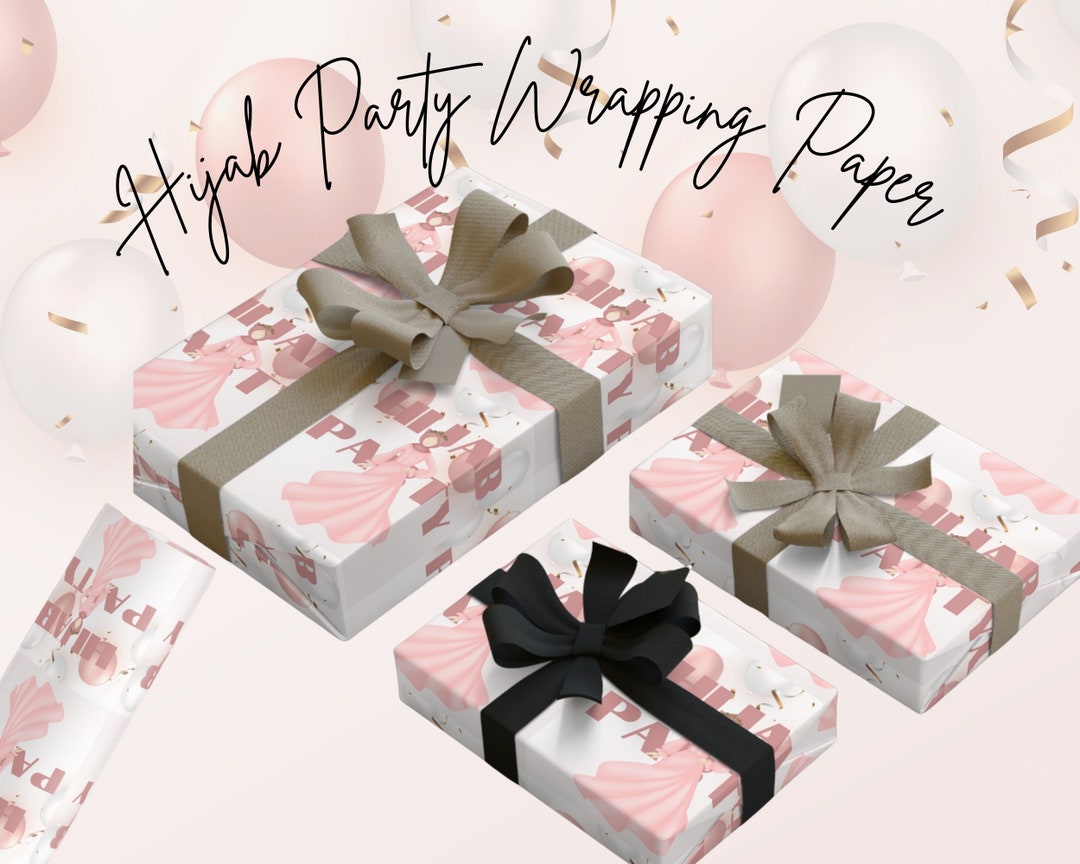 Hijab Party Gift Wrapping Paper Rolls, Muslim Girl Party, Hijab Art ...