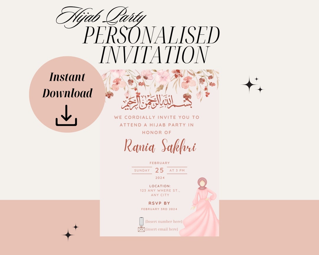 Hijab Party Personalised Bundle, Printable Hijab Party Decor, Mobile ...