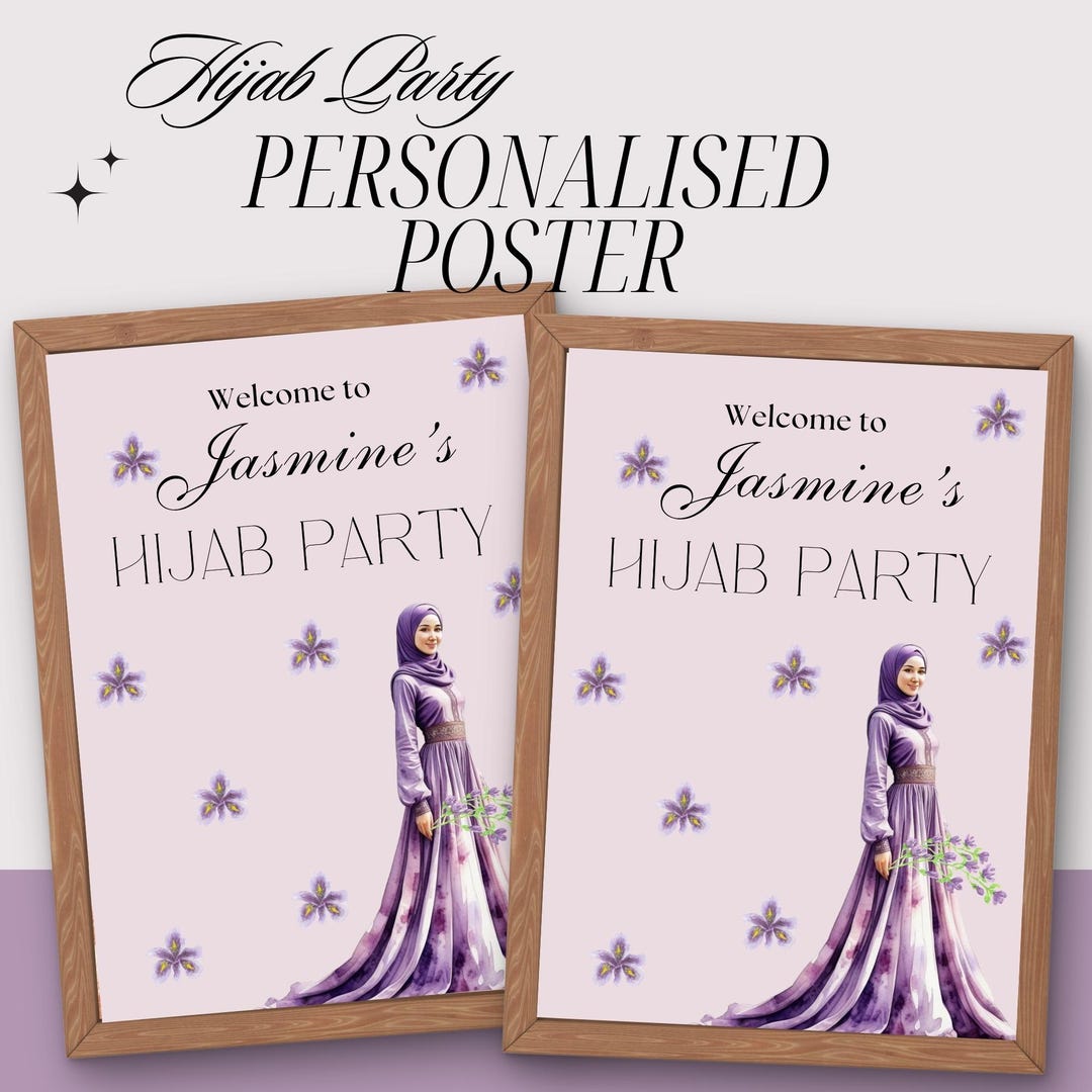 Hijab Party Personalised Print: Muslim Girl Party, Hijab Art, Hijab ...